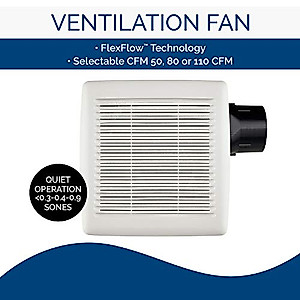 Broan-NuTone AE50110DC Flex DC Series ENERGY STAR Certified Bathroom Ventilation Fan, Medium, White