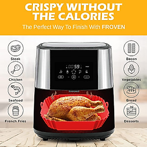 FROVEN Air Fryer Silicone Liners 8.5 inch Thick Pot Liners for Air Fryer Basket Square 2Pcs Airfryer Liners Suitable for Ninja, COSORI, Chefman, DASH, Gourmia and other Air Fryers Liners Accessories