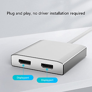 WJESOG Displayport to Dual Displayport MST DP to 2 DP Splitter Multi Stream Transport Hub, for Windows7/8/10