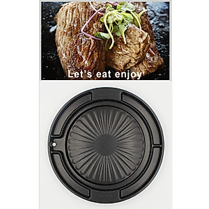 KAZARIKO Korean BBQ Egg Grill Pan Indoor & Outdoor Perfect for Pork Belly Nonstick Cast Aluminum Plate 11.8" Size