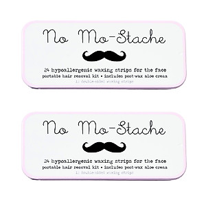 No Mo-Stache Lip Wax Kit 24 count 2 Pack - Skin Friendly Easy to Use Wax Strips - 2 Pack Travel Friendly Lip Wax Strip - Lip Hair Removal in No Time - Skin Exfoliator Hair Removal Strips
