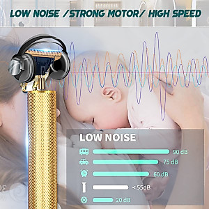 Taomoiup Professional Hair Trimmer for Men, Cordless Trimmer for Men, Beard Trimmer for Men, Electric T Blade Liners Outline Edgers Shaver 0mm Bald Zero Gap Grooming Kit with Guide Combs (Gold)