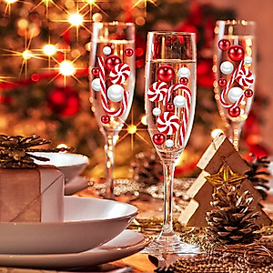 120Pcs Christmas Vase Filler, White and Red Candy Cane Pearl Beads, Christmas Filler Floating Faux Pearls for Home Table Decor