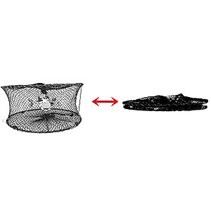 2-Pack of KUFA Sports Foldable Prawn Trap (Stretched Mesh Size:1-3/4") with 400' Rope, Yellow Float, Plastic Vented Bait Cage & Harness Combo (PRN59+PBQH38Y) X2