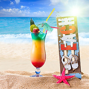 ALINK 100 Pcs Umbrella Drink Straws, Plastic Fancy Cocktail Straws, Tropical Luau Party Straws for Hawaiian/Birthday/Pool Party Decorations