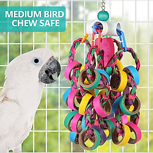 lovyoCoCo Bird Toys Conure Toys,Bird Parrot Foraging Shredder 24 Pcs Colorful Bagel Chewy Rings for Small Parrots Parakeets Conures Cockatiels Love Bird Cage Accessies (W)