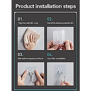 EKE 12 Pack of Large Adhesive Hook Wall Hooks with 40Ib Load Capacity (max) for Hanging Stainless Steel Towels and Coats, Suitable for Kitchens, bathrooms, Homes and Offices (12).