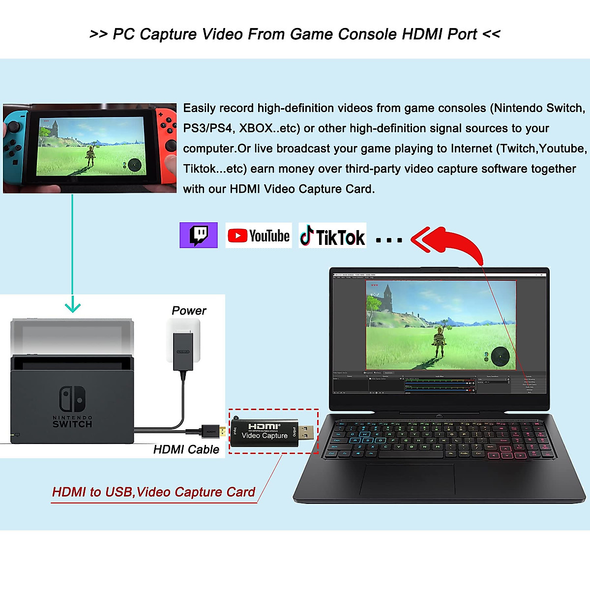 4K HDMI Video Capture Card,4K HDMI USB Capture Card for DSLR Camcorder PS4 TV Box DVD Video Recorder Laptop Live Streaming and Recording