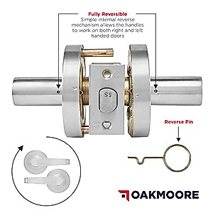 OAKMOORE Commercial Bathroom Door Handle (Privacy) – Heavy Duty Commercial Door Lock for Schools Offices Industrial Standard – Grade 2 UL CUL & ADA – Nickel Chrome – ANSI A156.2