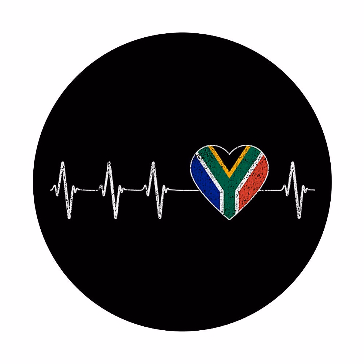 South African Heartbeat I Love South Africa Flag Heart Retro PopSockets Grip and Stand for Phones and Tablets