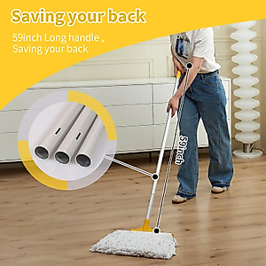 Commercial Industrial Mop for Floor Cleaning, String Wet Mop Heavy Duty Cotton Mop ,59inch Handle ,Add Extra One Mop Head