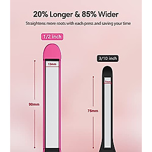 Terviiix Small Flat Irons for Short Hair, Pencil Hair Straightener for Edges, Straightening Iron for Pixie Cut & Touch Ups, Ceramic Curling Iron in One, Dual Voltage, 1/2"