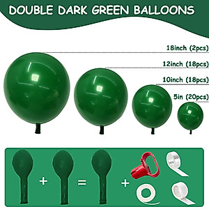 Dark Green White Balloon Garland Double Stuffed Balloons Different Sizes Latex Emerald Green Balloon Pastel Green Balloon Arch Kit for Birthday Baby Shower Christmas Safari Party decorations