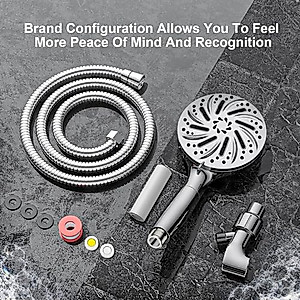 High Pressure Shower Head with Handheld - Filtered Shower Head with Pause and Jet 𝟏𝟎 Modes, Removable Powerful Pressure Hand Held Showerhead with Extra Long Hose and Detachable Filter
