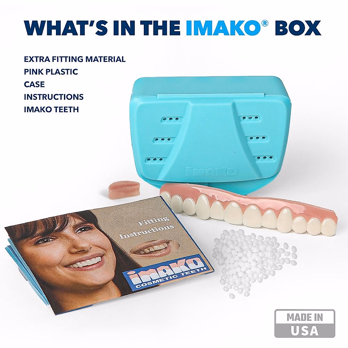 Imako Premium Cosmetic Teeth - 1 Pack - Small, Bleached White - Upper Veneers - Custom Fit at Home, DIY Smile Makeover - Made in USA