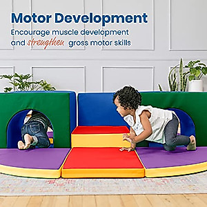 ECR4Kids SoftZone Triple Tunnel Maze, Toddler Playset, Assorted, 9-Piece