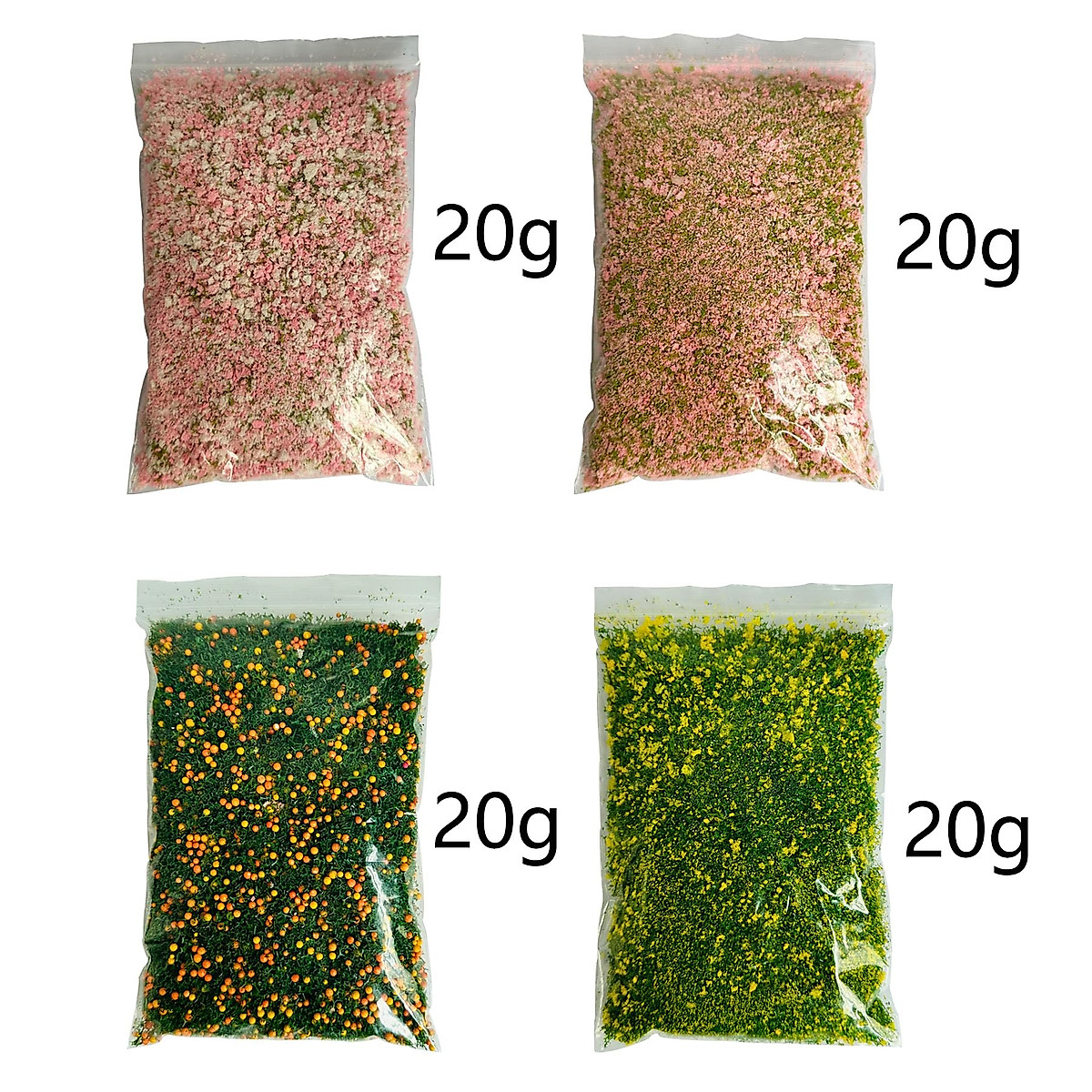 Cayway 4 Color Colorful Tree Powder Model Tree Tufted for DIY Miniature Lowland Model Shrub Bushy Tuft Architecture Building Model Railway Fairy Garden Diorama Scenery