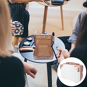 HEALLILY Hand Luggage Suitcase Makeup Suitcase 14 Inch Large Capacity Travel Makeup Train Case Portable Makeup Bag Cosmetic Brush Organizer Artist Storage Bag for Gold and white Makeup Box