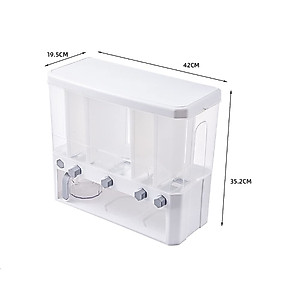 xingxinqi Cereal Dispenser Plastic Clear Dry Food Dispenser with Lid 5 Grid Rice Dispenser Storage Box Rice Bucket Container, White (55B27DSKDFI177WC0541W)