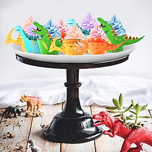 Dinosaur Cupcake Wrappers Toppers(48Pack),Konsait Little Dino Cupcake Toppers Cake Table Decorations Party Supplies for Boys Kids Birthday Party Decor Favors