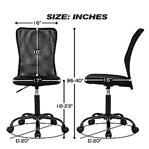 HCB Home Office Chair Mesh Desk Chair Ergonomic Computer Chair with Lumbar Support Mid Back 360° Rolling Swivel Adjustable Height Small Meeting Chairs (Black)