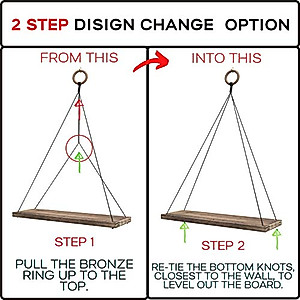 FORESTBARN Boho Wall Hanging Shelves -Set of 2- Rustic Wall Decor Shelf - Shelves for Bedroom - Hanging Shelves for Wall - Hanging Plant Shelf - Farmhouse Decor - Boho Wall Decor