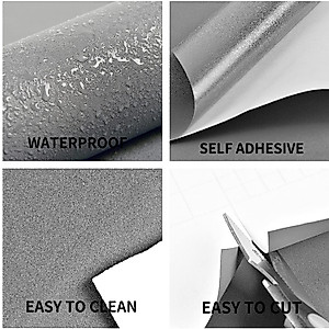 17.51" x118"Grey Wallpaper Peel and Stick Wallpaper Removable Self Adhesive Grey Contact Paper for Cabinets Bedroom Bathroom Wall Covering Matte Textured Waterproof Wallpaper DIY Decorative