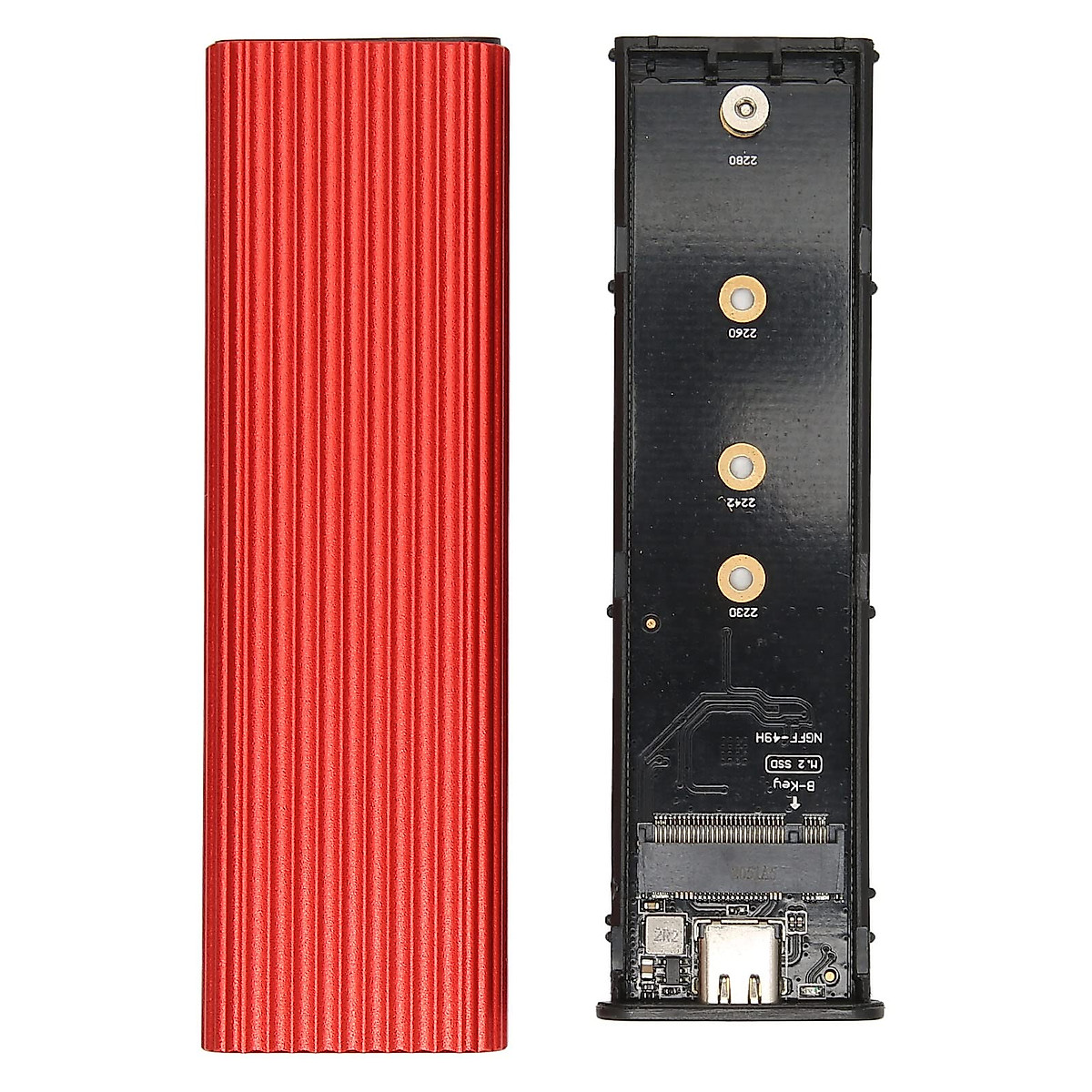 M.2 NVME SSD Enclosure Adapter, Tool USB C 3.1 Computer Solid State Drive, Support UASP, Compatible with SATA 2242/2260/2280, Red