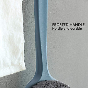 Upgraded Bath Body Brush with Comfy Bristles Long Handle Gentle Exfoliation Improve Skin's Health and Beauty Bath Shower Wet or Dry Brushing Body Brush (14 inch, Dark Blue)