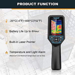 HANMATEK Thermal Camera Ti120 Imaging Tool for Temperature Anomalies, with Resolution of 120 x 90 Pixels, Temperature Range -68℉ to +752 ℉,Rechargeable Li-ion Battery