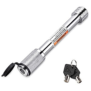 CZC AUTO Trailer Hitch Lock 5/8" Dia, Locking Hitch Pin 4" Super Extra Long Chrome Coated Hitch Pin with Keys for Class III IV to Hitch Bike Rack Tray Ball Tow Rope for Trailer Truck Car Boat