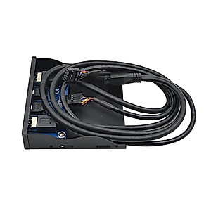 C-Zone 3.5" Floppy Bay High Speed 5 Gbps 20Pin 2 Port USB 3.0 Hub HD Audio 3.5mm Earphone Jack Mic Interface PC Front Panel Adapter