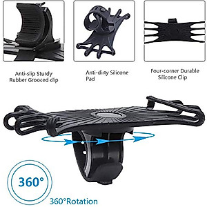 360°Rotation Cycling Bike Bicycle Phone Mount Holder Silicone Handlebar Case for Samsung Galaxy S21 FE, S20 Plus S21+, S22 S21 Ultra, A11 A12 A32 A52 A72, LG Stylo 6 V60 Moto G Stylus 4.0"-6.9" Phones