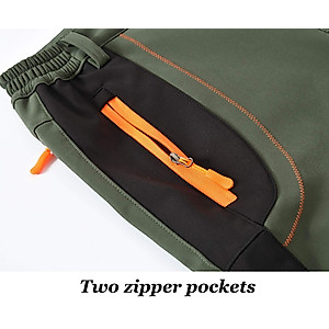 Rdruko Men's Snow Ski Pants Waterproof Insulated Winter Outdoor Hiking Fleece Pants with Belt(Army Green, US M)