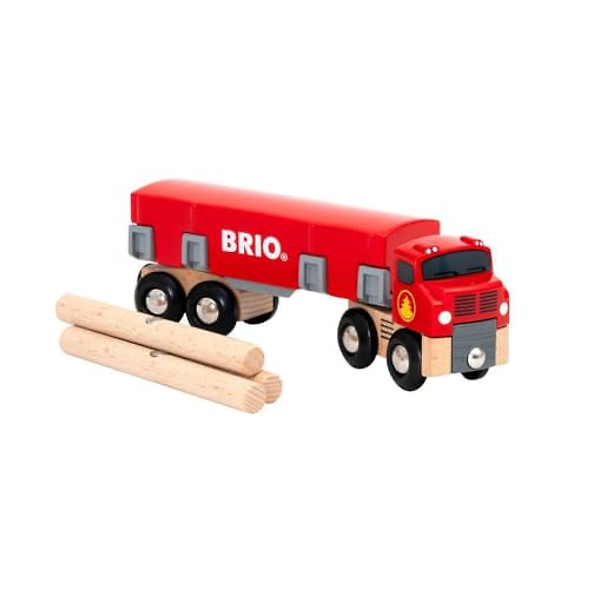 BRIO World 33657 - Lumber Truck - 6 Piece Wooden Toy Train for Kids Ages 3 and Up, Grey