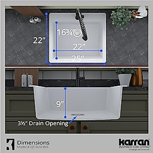 Karran QT-820 Top Mount 25 in. Single Bowl Quartz Kitchen Sink in White