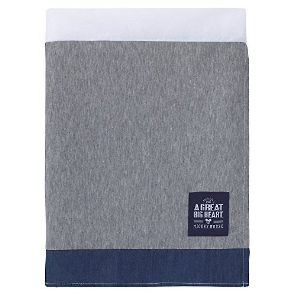 Disney Mickey Mouse 4 Piece Hello World Denim/Star/Icon Nursery Crib Bedding Set, Navy, Grey, White