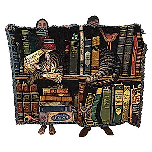 Pure Country Weavers Max in The Stacks Blanket by Charles Wysocki - Gift for Cat Lovers - Tapestry Throw Woven from Cotton - Made in The USA (72x54)