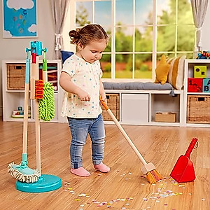 Battat- Kids Cleaning Set – Cleaning Toys For Toddlers, Children – Pretend Play Kit- Broom, Mop, Brush, Dustpan, Duster- Sweep n' Clean- 2 Years +