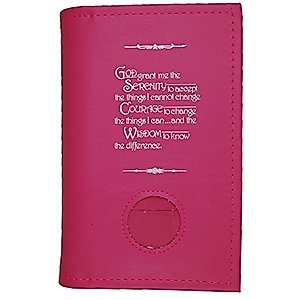 Culver Enterprises Alcoholics Anonymous AA Soft Paperback Big Book Cover Serenity Prayer & Medallion Holder Pink