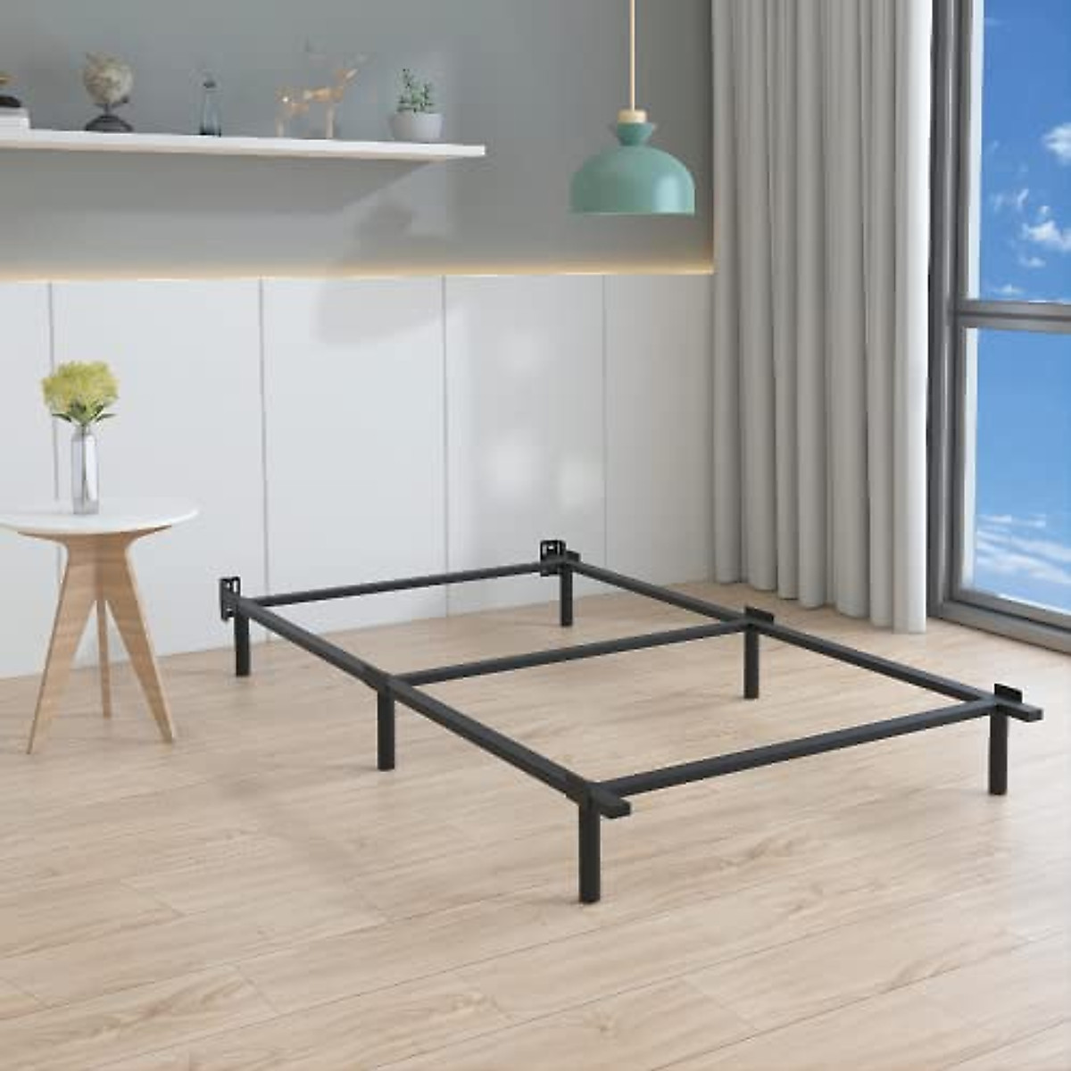 EMODA Metal Twin Bed Frames Support Base for Box Spring and Mattress, 7 Inch Sturdy Platform Tool-Free and Easy Assembly, Black