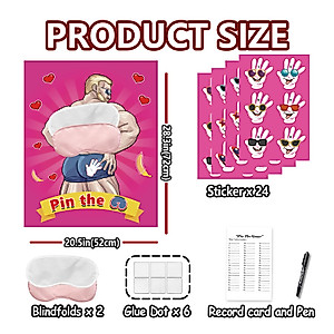 SUNALETTA Bachelorette Party Games, Pin The Sticker on The Hunk Bridal Shower Games for Bachelorette Girls Night Wedding Shower Engagement Funny Games 24 Guests