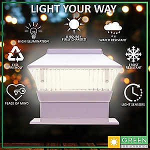 GreenLighting Standard #1 4x4 Solar Post Cap Lights - 4x4 Post Caps for 4x4 Nominal Wood, Vinyl/PVC Fence Solar Post Lights Outdoor Waterproof - Solar Deck Post Lights (White, 12 Pack)