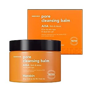 Hanskin AHA Pore Cleansing Balm, Alpha Hydroxy Acid, Exfoliating, Gentle Blackhead Cleanser and Makeup Remover Balm [80g]
