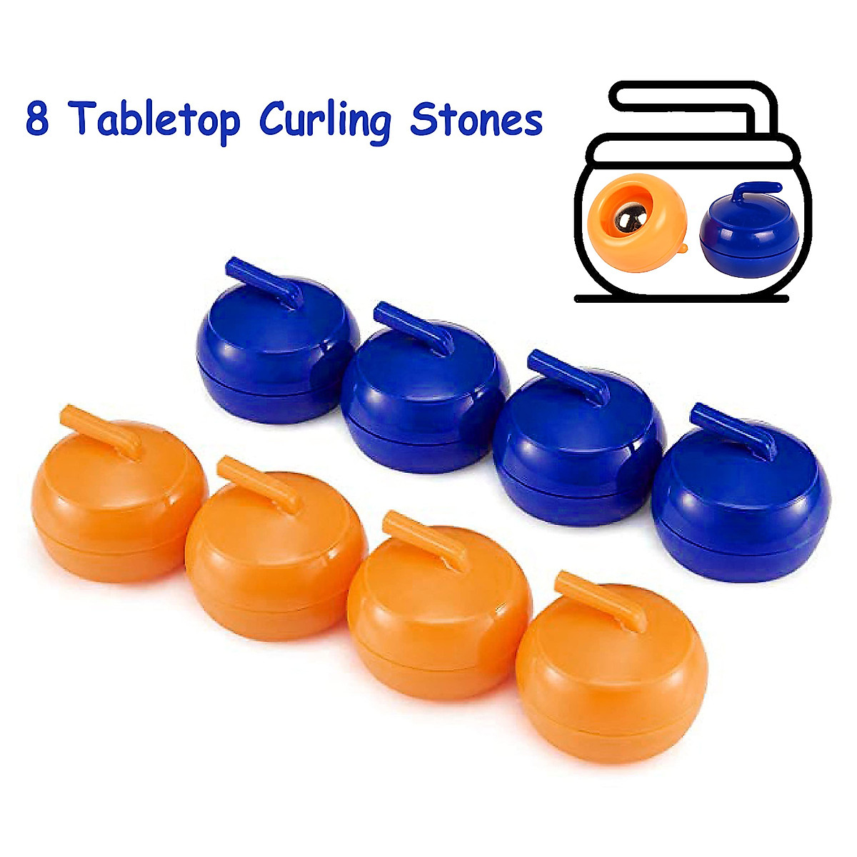 Tabletop Curling Game and Family Fun Board Games Shuffleboard Pucks with 8 Rolllers Gifts for Kids and Adults Travel Compact Storage