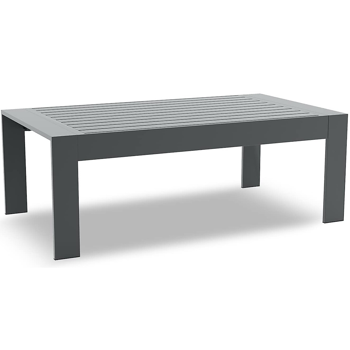 LayinSun Aluminum Outdoor Patio Coffee Table Modern Rectangle All-Aluminum End Table with Metal Frame