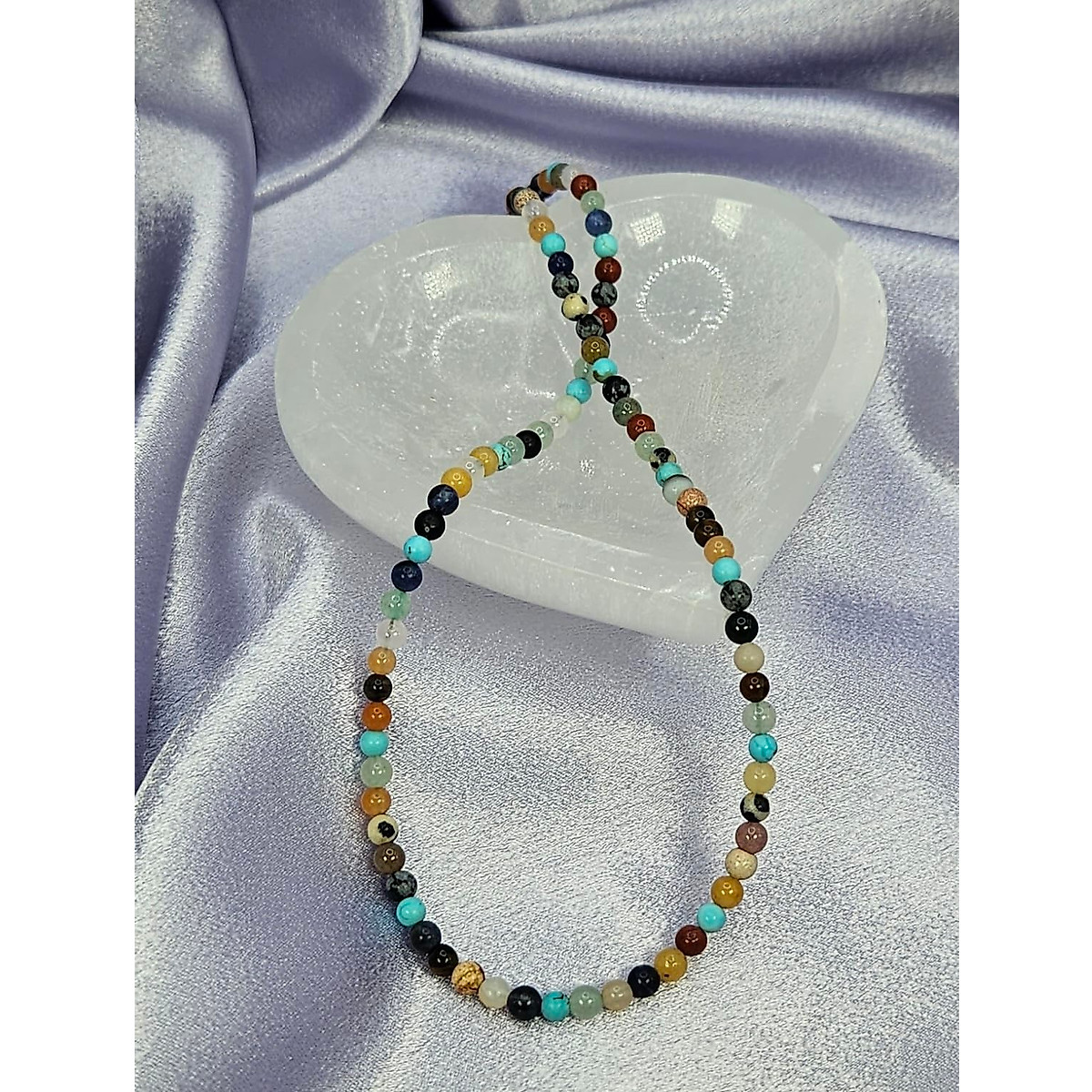 Rainbow Chakra Beaded Gemstone Necklace, Mixed Gemstone Choker, Real Gemstones, Crystal Beaded Choker Necklace, Layering Necklace, Gift for Her Blue 16 Inches