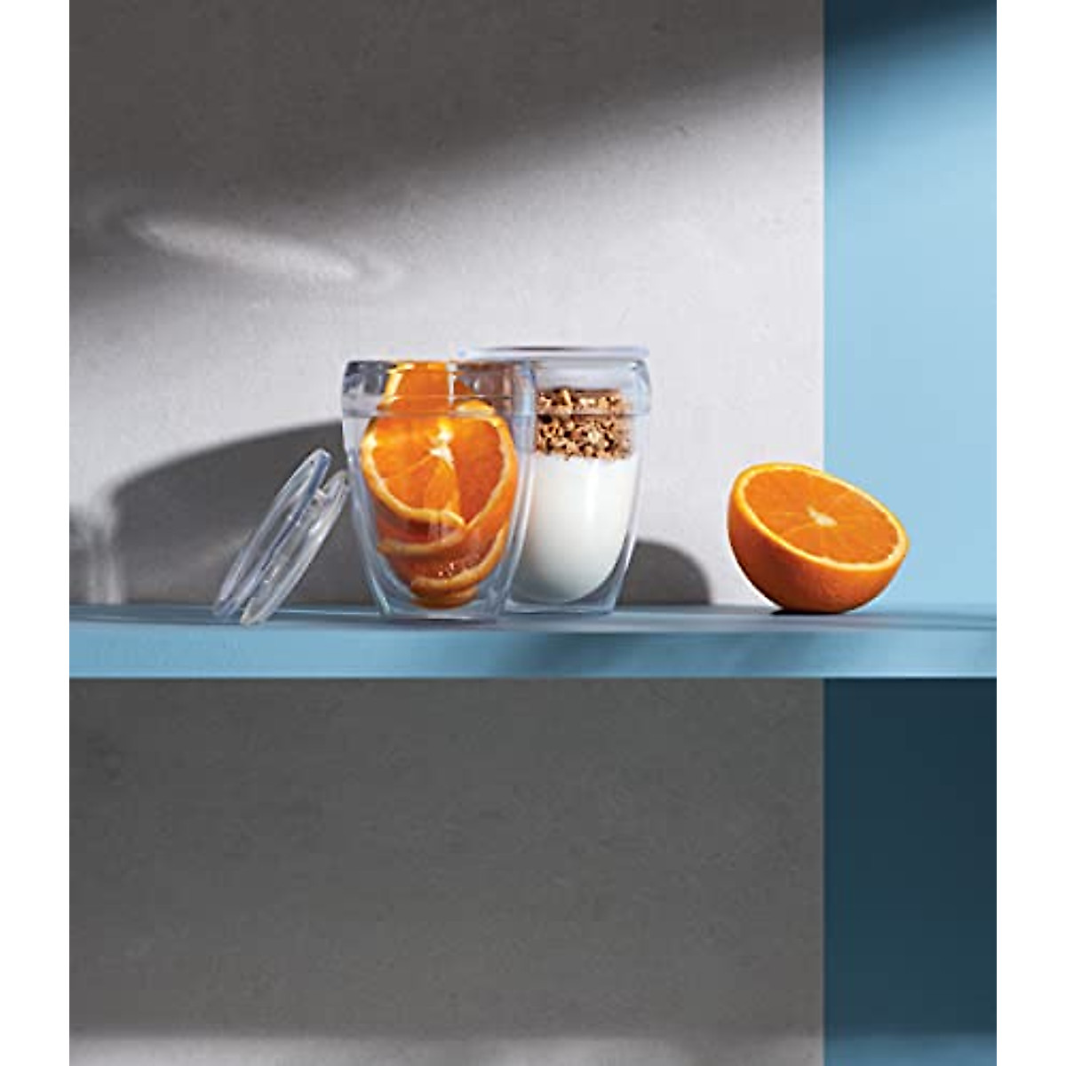 Bodum Plastic K11849-10SA Pavina To Go Double Wall Shatterproof Tumbler With Lid 2-Pack, 10 Ounce, Clear