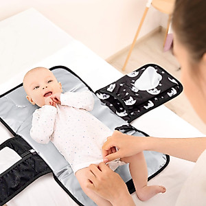 Mista Zee Baby Changing Pad with Diaper & Wipe Pockets - Car Diaper Changing Pad - Waterproof Easy to Clean & Foldable - Unisex Portable Changing Pad for Infant Girls & Boys