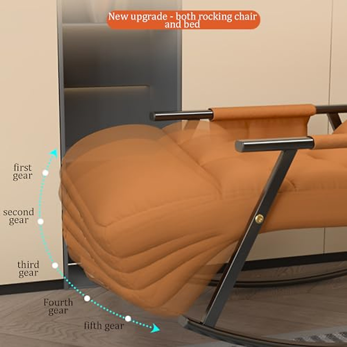 BREAUX Outdoor Patio Rocking Chair,Padded Cushion Rocker Recliner Chair Outdoor for Front Porch,with High Back and Deep Seating(E)